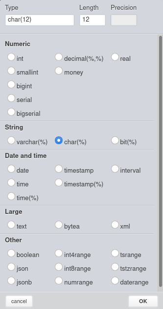 Use The Shortest Char Length To Accommodate All Values Vertabelo Database Modeler 