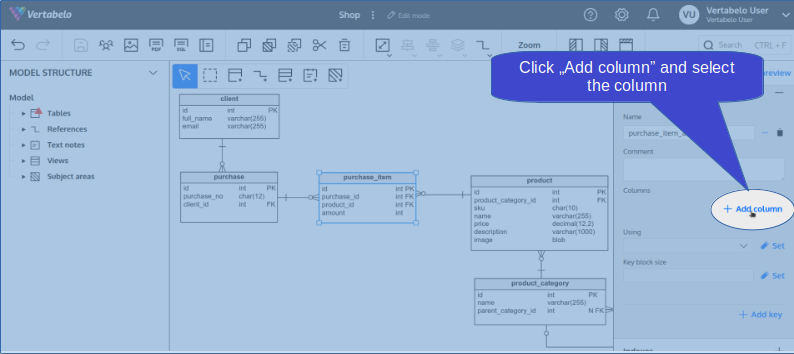 Tip 4 How To Make A Column Unique Vertabelo Database Modeler 5514