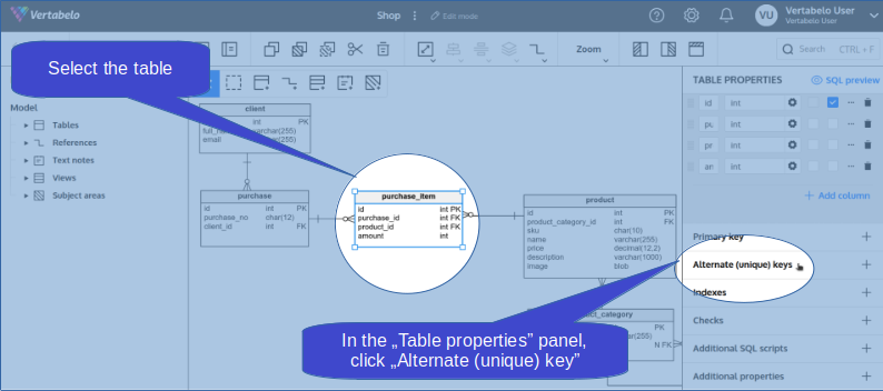 Tip 4 How To Make A Column Unique Vertabelo Database Modeler 7987