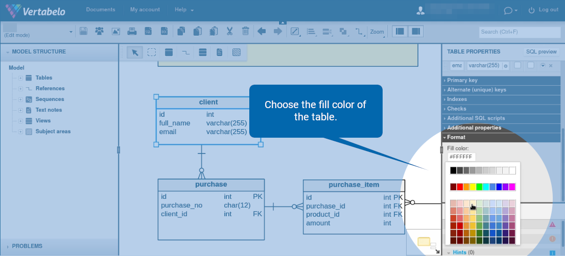 Use Color For Different Table Types Vertabelo Database Modeler