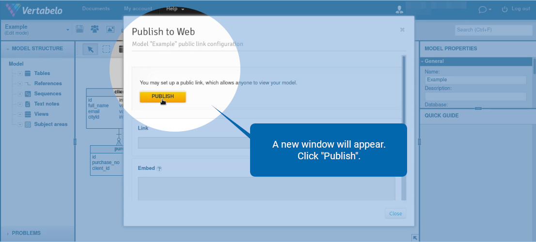 How To Publish Your Vertabelo Model On The Web Vertabelo Database Modeler