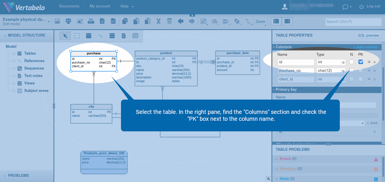 Always Define A Primary Key For Each Table Vertabelo Database Modeler